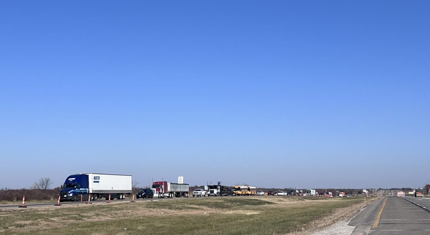 Tire Blowout Causes Jackknifed Semi, Major Backups on Highway 218 Near ...